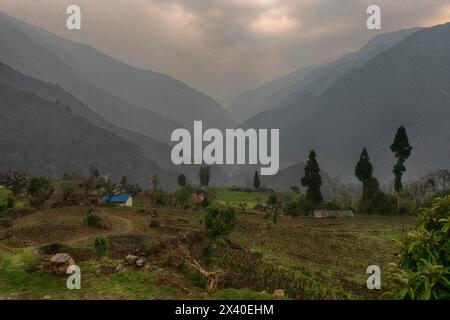 Traditional village scenes in the Himalayan foothills on the ...