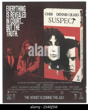 CHER, DENNIS QUAID POSTER, SUSPECT, 1987 Stock Photo - Alamy