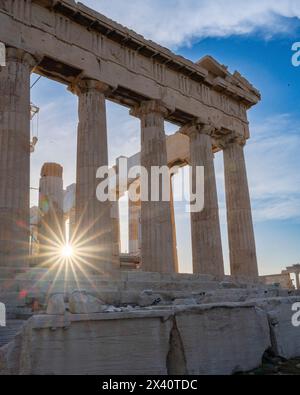 Parthenon temple against sunrise on the Athenian Acropolis, Greece Stock Photo - Alamy