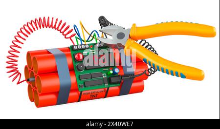 Bomb disposal concept. 3D rendering isolated on white background Stock ...