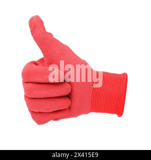 One red gardening glove isolated on white Stock Photo - Alamy