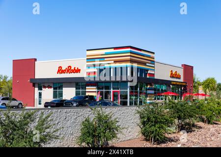 Glendale, AZ - April 7, 2024: Red Robin Gourmet Burgers is an American ...
