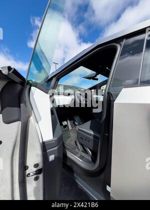 Inside the Tesla Cybertruck: A Glimpse of the Spacious Rear Cabin Stock ...