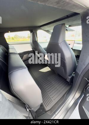 Inside the Tesla Cybertruck: A Glimpse of the Spacious Rear Cabin Stock ...