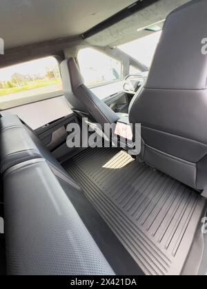 Inside the Tesla Cybertruck: A Glimpse of the Spacious Rear Cabin Stock ...