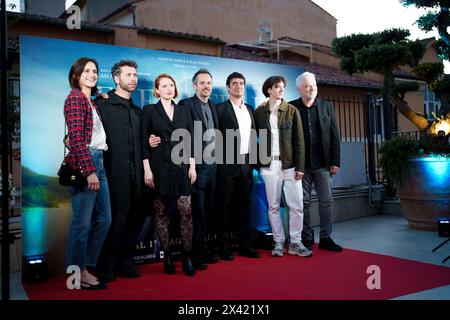 ROME, ITALY - APRIL 29: Gabriel Montesi, Riccardo Scamarcio, Mati Galey ...