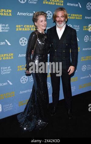 Sharon Stone and Chris Pine attend the 49th Chaplin Award Honoring Jeff ...