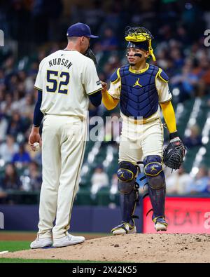 Milwaukee Brewers pitcher Bryan Hudson during a baseball game against ...