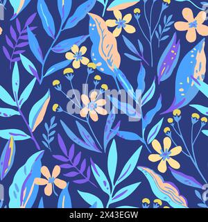 Colorful vivid psychedelic tropical seamless pattern. Vector hand drawn ...