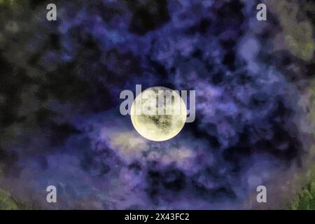 Full moon over Bali, Indonesia, Southeast Asia Stock Photo - Alamy