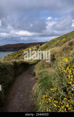 Portpatrick footpath walk and cliffs of sea at Dumfries and Galloway ...