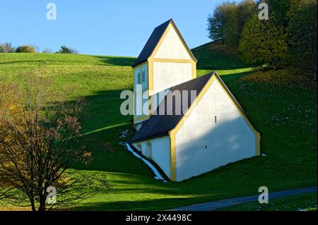 Copy of the Romanesque pilgrimage church Heilig Kreuz, sculpture and ...