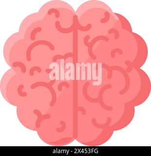 Human brain top view icon. Convolutions of human brain organ, medical ...