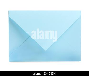 Light blue letter envelope on white background Stock Photo - Alamy