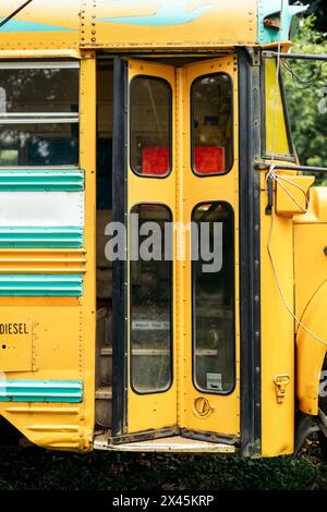 School Bus Detail With Open Door Stock Photo - Alamy