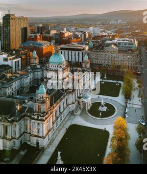 Aerial views over Belfast city centre Stock Photo - Alamy