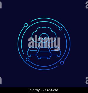 cloud technologies for transport, cars line icon Stock Vector Image ...