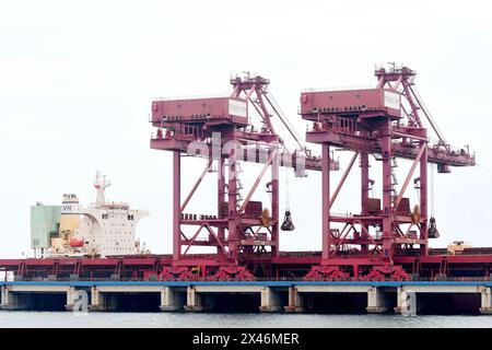 An iron ore terminal at Qingdao Port in east China's Shandong on 07 ...