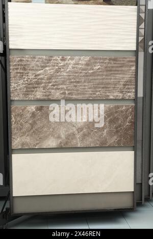 Samples of tile colors display in store Stock Photo - Alamy