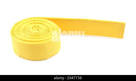 Yellow karate belt isolated on white. Martial arts uniform Stock Photo ...