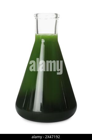 Flask with green crude oil isolated on white Stock Photo - Alamy