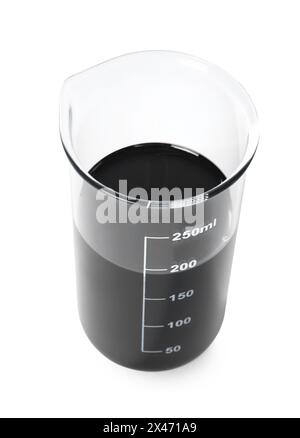 Beaker with black crude oil on light grey table Stock Photo - Alamy