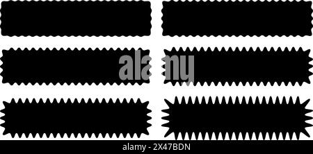 Rectangle frame with wiggly edges. Rectangular shape with scallop borders. Picture or mirror ...