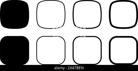 Set of squircles or squares shapes and frames with rounded borders ...