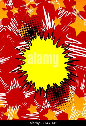 Mostly red cartoon backdrop, comic book background. Retro vector comics ...