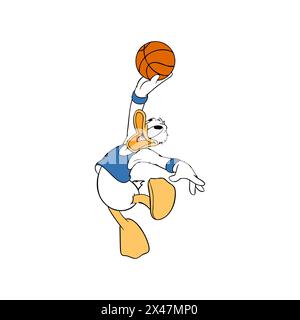 Donald duck character basketball design vector illustration Stock ...