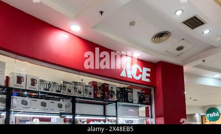 Ace Hardware brand retail shop logo signboard on the storefront in the ...