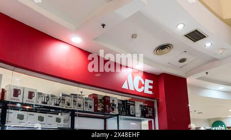 Ace Hardware brand retail shop logo signboard on the storefront in the ...