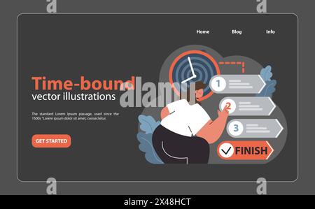 Dedicated worker navigating Time-bound in SMART goals. Clock's presence ...