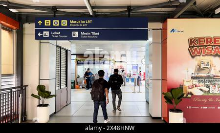LRT Jakarta train station interior view. Indonesia public ...