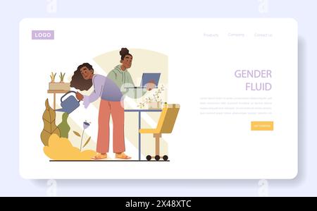 Gender Fluid concept. A serene scene depicting the nurturing of growth ...
