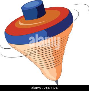 colorful spinning top toy cartoon vector illustration Stock Vector ...