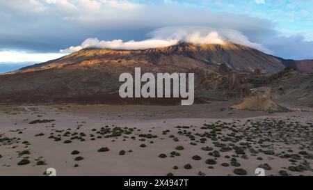 4K Aerial footage of Teide National park and mount Teide of clouds ...