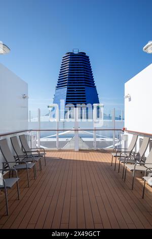 Rear view of P & O Cruise ship IONA berthed in Southampton England UK ...