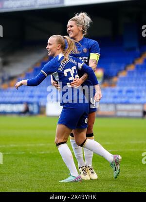 Chelsea's Aggie Beever-Jones celebrates scoring their side's third goal ...