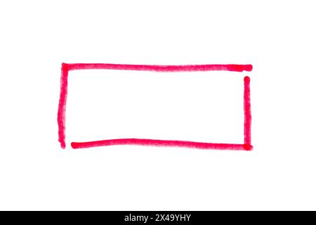 Rectangle frame drawn with red marker on white background, clipping ...