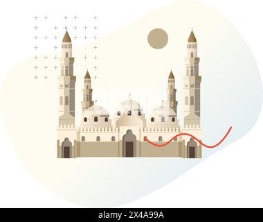 Saudi Arabia, Medina, Quba Mosque, travel landmark vector illustration ...