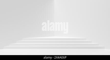 Empty, blank triangle dais or platform in white room background with ...