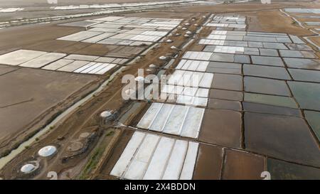 Aerial view of salt farm near sea at Valsad District,Gujarat India ...
