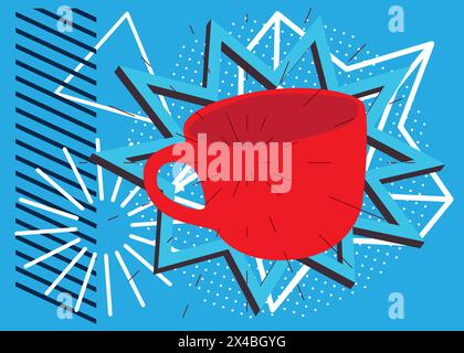 Coffee cup geometrical graphic retro theme background. Minimal ...