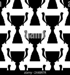 Winner trophy cup seamless pattern. Black simple silhouette texture ...