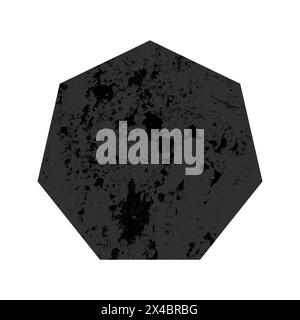 Scratched heptagon. Dark figure with distressed grunge texture isolated ...