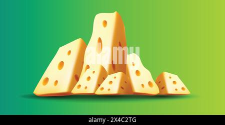 cheese pyramid realistic PIECE OF CHEESE vector illustration Stock ...
