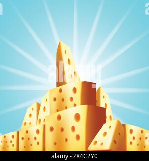 realistic cheese pyramid vector illustration Stock Vector Image & Art ...