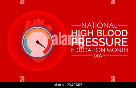 National High Blood Pressure Education Month health awareness vector ...
