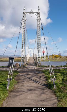The Tain suspension footbridge in the Scottish town of Tain. The bridge ...